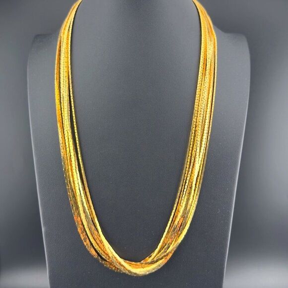 Vintage | Jewelry | Vintage Gold Tone Multi Strand Chain Necklace 22 ...